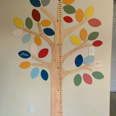 Tree Growth Chart, Kids Wooden Height Chart, Play Room Wall Decor, Tree ...