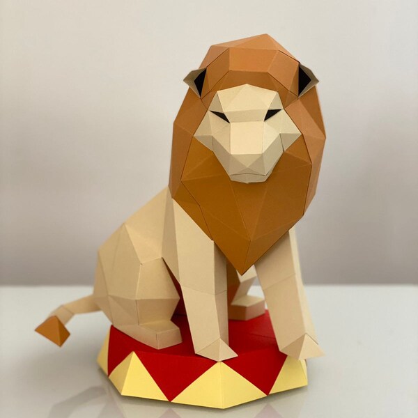 Lion Paper Model ,papercraft , DIY , Low Poly , PDF Papercraft , Lion ...