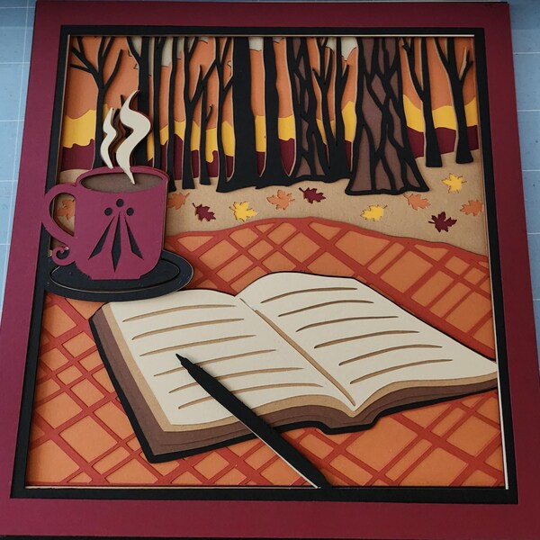 Forest Journaling Shadow Box Svg, Fall Shadow Box Svg, Cozy Fall Shadow ...