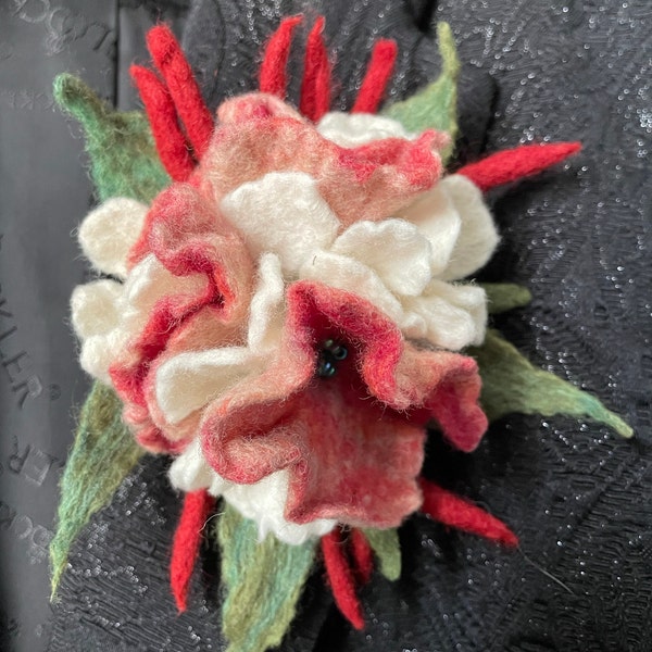 Flowers Brooch - Felted Flower- Hand Felted Brooch - Wool Brooch ...
