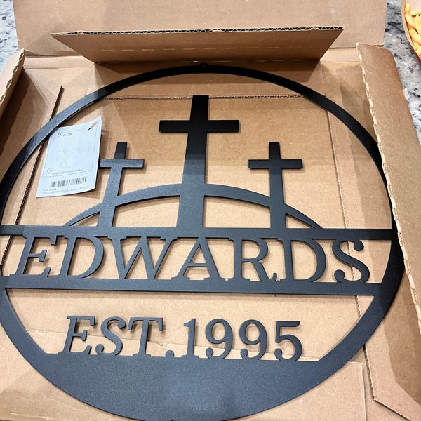 Three Crosses on a Hill Metal Monogram Sign, Calvary Crosses on a Hill ...