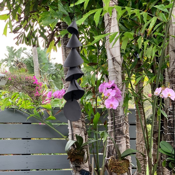 One Small Black Clay- Ceramic Wind Chime -wrap Wind Chime-patio ...