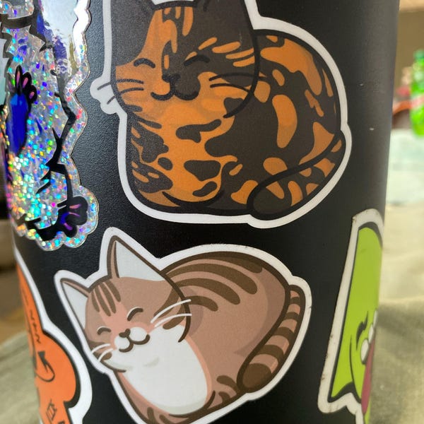 Tortie Cat Loaf Sticker; Tortoiseshell Kitty; Waterproof Dishwasher ...