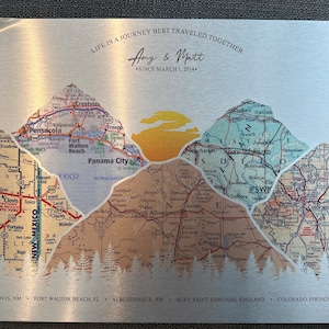 Personalized Long Distance Family Maps on Wood: 3-5 Locations, Custom ...