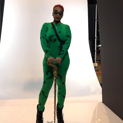 Spiral Carved RIDDLER CANE Question Mark Gold Costume Cosplay Prop ...