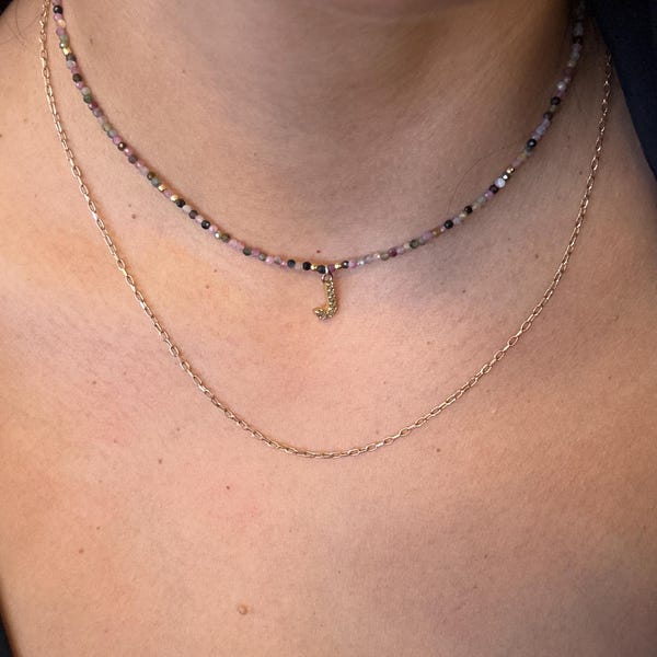 Tiny Bead Necklace Initial Custom Letter Choker Colorful Small Bead ...