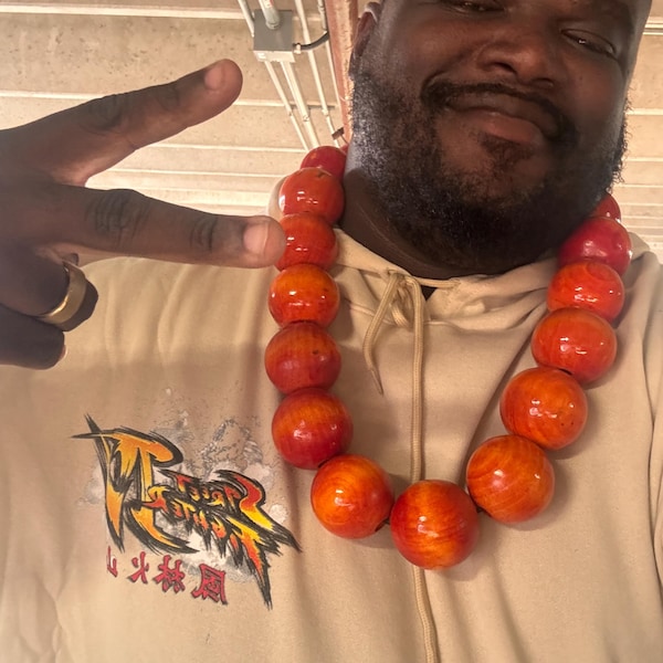 Choose Your Color: Large Wooden Bead Necklace for Men - Etsy