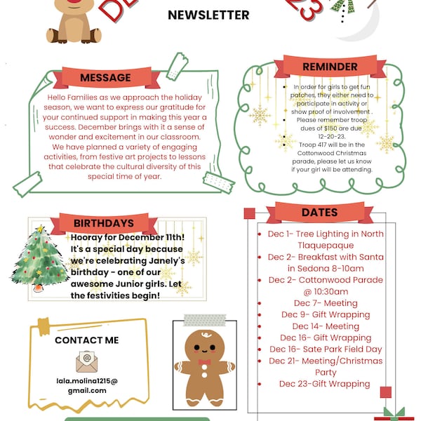December Newsletter Template, Monthly Newsletter, Christmas Newsletter ...
