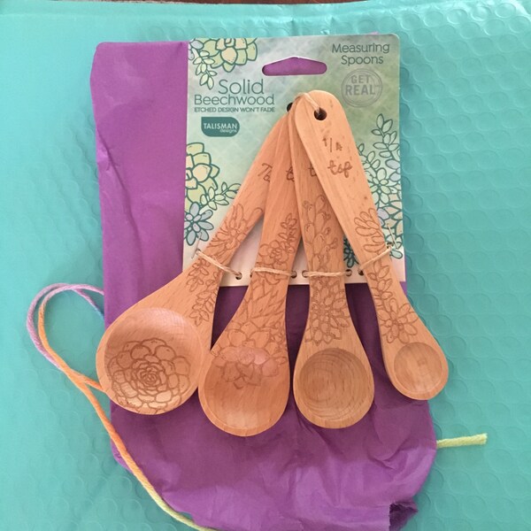 Succulent Wood Measuring Spoons Set - Etsy