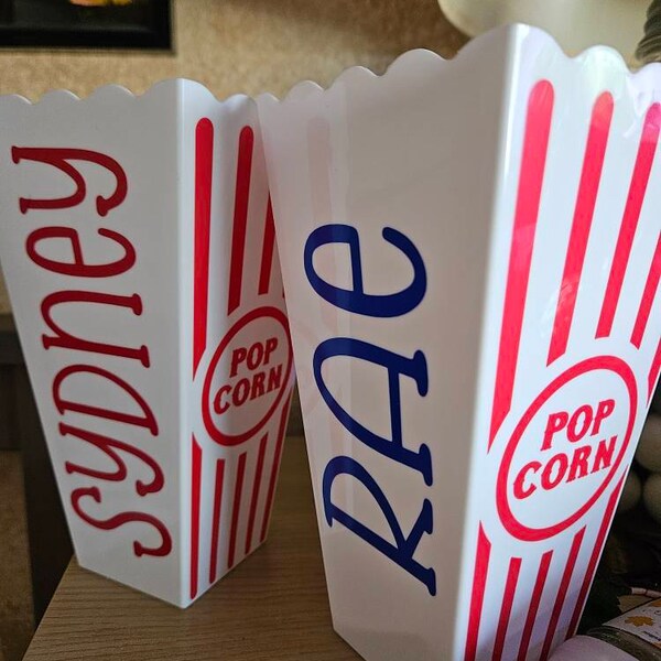 Personalized Popcorn Movie Night Bucket/ Popcorn Container/ Custom ...