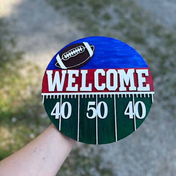 Welcome Football, Digital Download, Round Door Hanger Svg, Glowforge ...