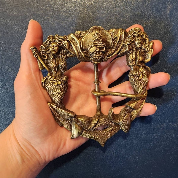 Pirate Skull & Mermaid Fountain Waist or Baldric Belt Buckle 4 the ...