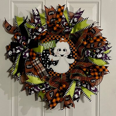 10 Round BOO Halloween Wreath Sign Wreath Signs - Etsy