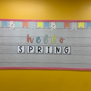 Boho Rainbow Spring Bulletin Board or Classroom Door Decor, Easy and ...