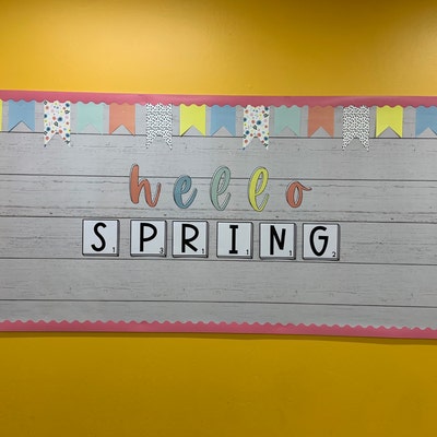 Boho Rainbow Spring Bulletin Board or Classroom Door Decor, Easy and ...