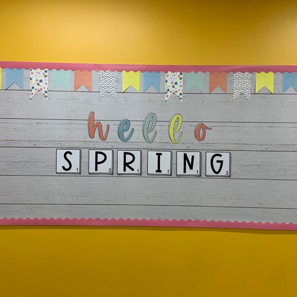 Boho Rainbow Spring Bulletin Board or Classroom Door Decor, Easy and ...