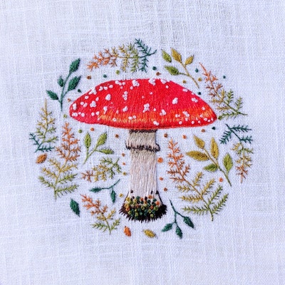 Mushroom: Hand Embroidery Pattern, Needlepainting Tutorial, Instant ...