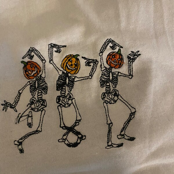 Dancing Skeletons Embroidery Design, Halloween Pumpkin Face Skeleton ...