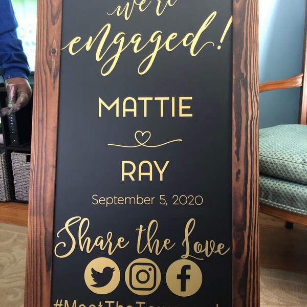 Personalized Engagement Decal, Engagement Party Sign, Newly Engaged ...