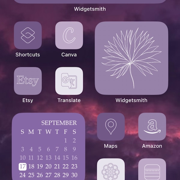 Purple Tones App Icons Theme for Phone, Custom Ios Icons Pack, Purple ...