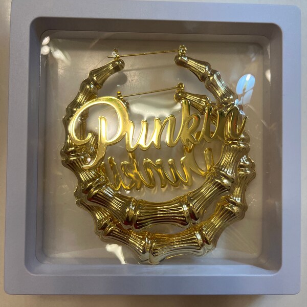 Bamboo Earrings Name, Custom Name Earrings, Bamboo Hoop, Monogram ...