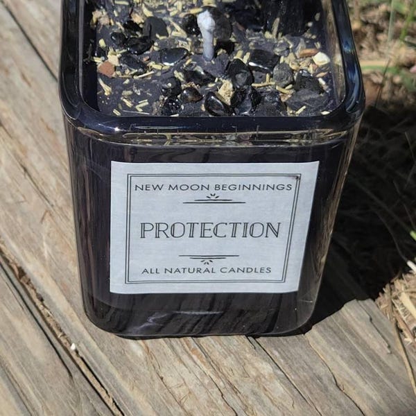 Protection Candle - Energy Cleansing - Crystal & Herb Candle ...