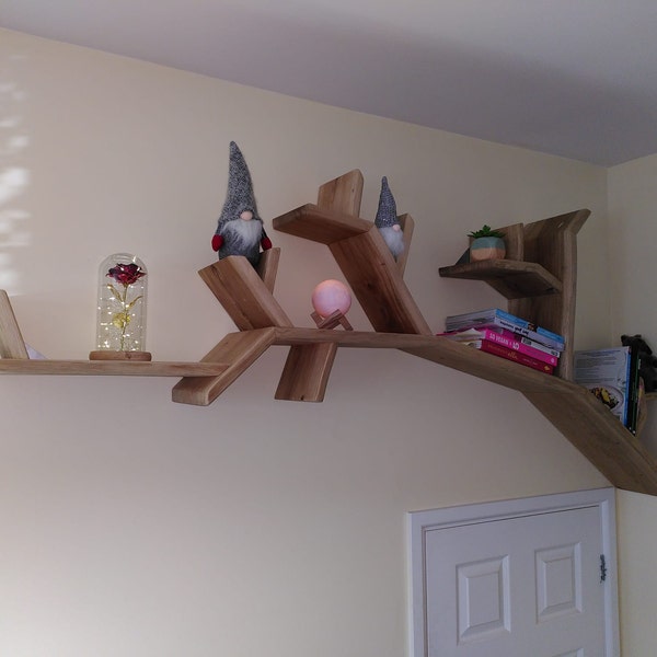 Solid Oak, Tree Shelf, Tree Bookcase, Farmhouse Shelf, Bookshelf, Oak ...