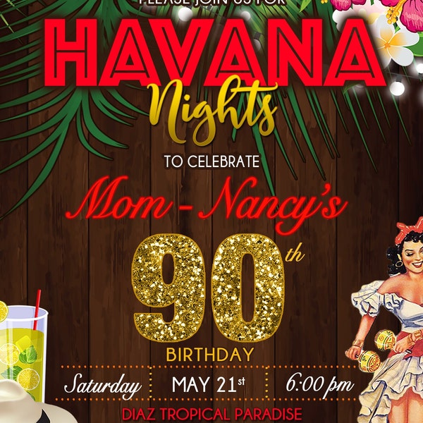 Havana Nights Party, Havana Night Birthday Party Invitation, Havana ...
