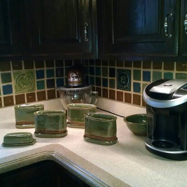 Pottery Dinnerware, 2 Small Plates, Handmade Ceramic Luncheon Plate Set ...