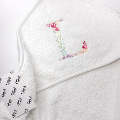 Machine Embroidery LETTER L Uppercase 97mm / 3.85 Tall Dainty Floral ...