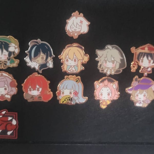 GACHA Genshin Party Chibis - Hard Enamel Pins (SET A) - Etsy