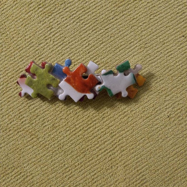 Handmade Colorful Jigsaw Puzzle Piece Hair Clip: Unique Barrette - Etsy