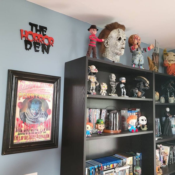 The Horror Den Wall Sign Door Sign Shelf Art, Movie Room Display Gift ...