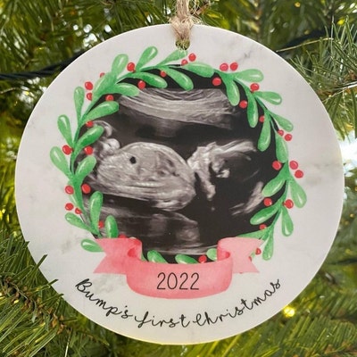 Personalised Bump's First Christmas Photo Bauble Gift Keepsake Xmas ...