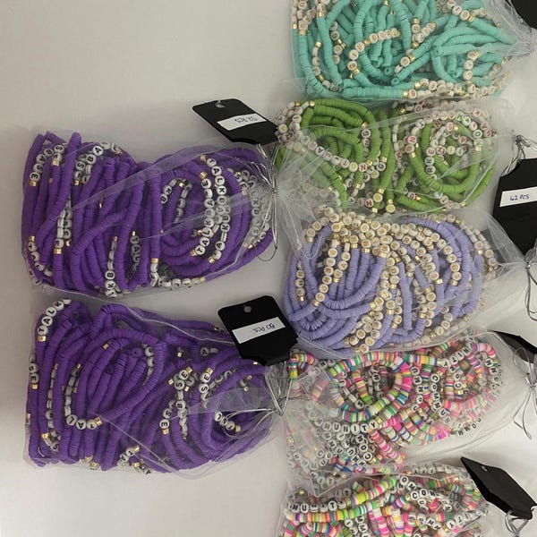 1-25-50-100-200-1000 Custom Friendship Bracelet, Bead Bracelets, Bulk ...