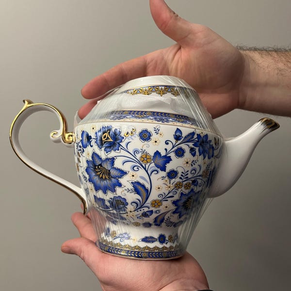 Handmade Ceramic Coffee Set | Blue and White Porcelain Ceramic Tea Set ...