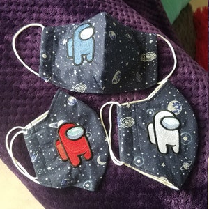 Among Us Embroidered Reusable Face Mask made With Galaxy - Etsy