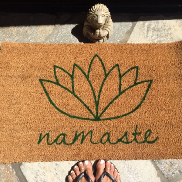 Namaste Doormat, Yoga Doormat Flower, Outdoor Welcome Mat, Housewarming ...