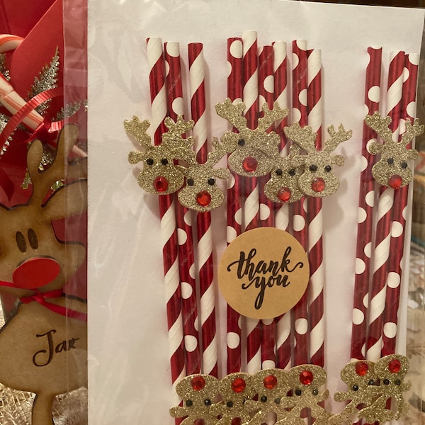 Reindeer Straws, Christmas Party Straws, Christmas Decorations, Red ...