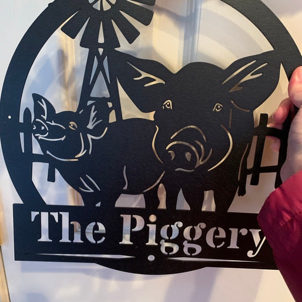 Personalized Pig Monogram – Metal Pig Farm Sign - Etsy