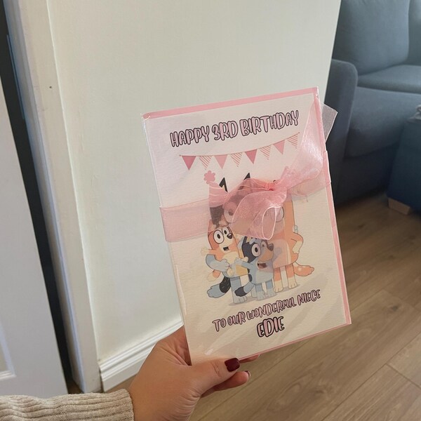 Personalised Bluey Birthday Card - Pink - Any Age - 1st 2nd 3rd ...