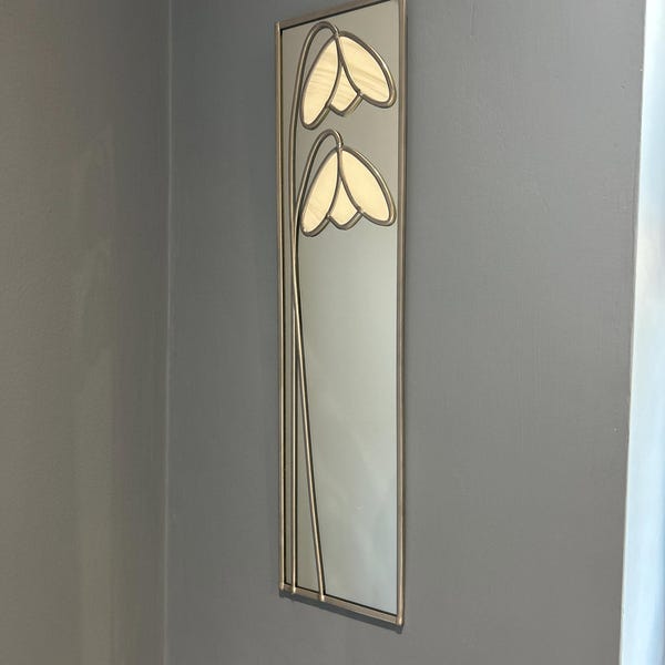 Art Deco Chicago Large Mirror Over Mantel Stained Glass Style 91x61cm ...