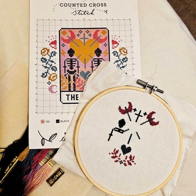 DIGITAL PATTERN the Fool Tarot Card Modern Cross Stitch Moon Stars ...