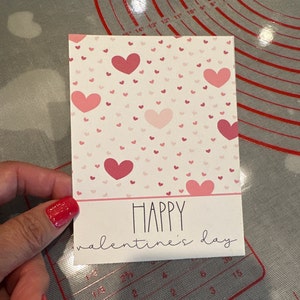 Printable Mini Cookie Card 3.5 X 5 Happy Valentine's Day Pink Scattered ...