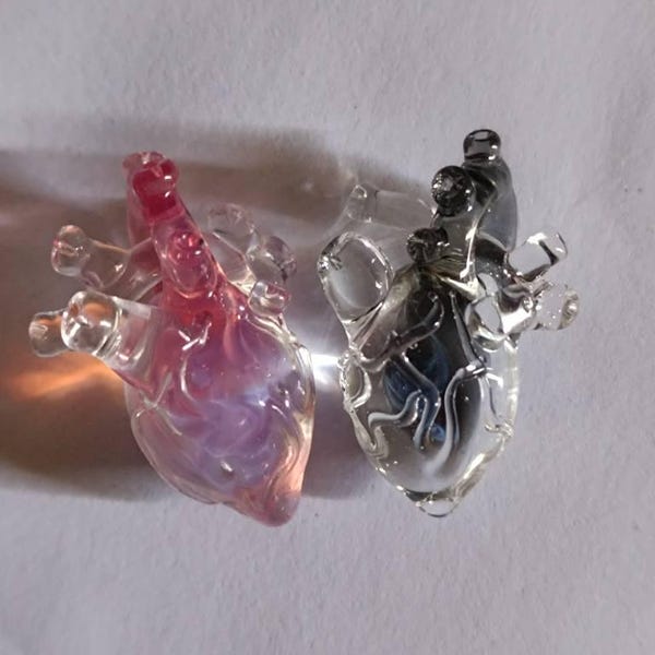Glass Heart Blood Vial Necklace, Gothic Vampire Heart Pendant, Glass ...