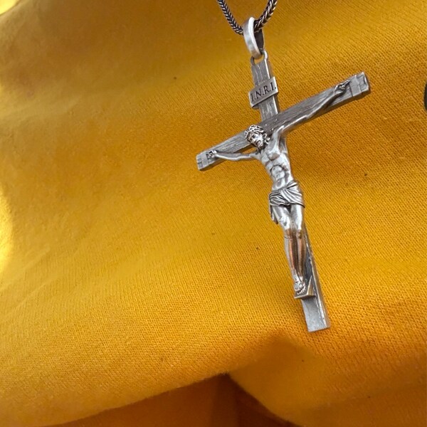 Personalized Silver Jesus Cross Necklace, Handmade Crucifixion of Jesus ...