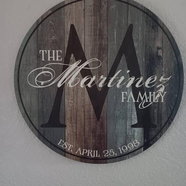 Personalized Family Established Sign, Round Personalized Family Name ...