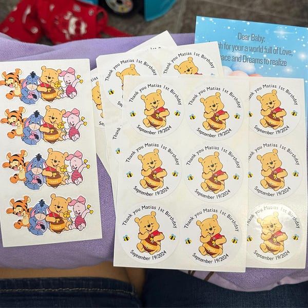 24 Winnie the Pooh Labels, Winnie Pooh Party Decoration, a Little Yummy ...