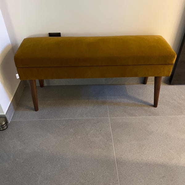 Bench Upholstered With Clipboard by Rossi Furniture Oak Legs - Etsy UK