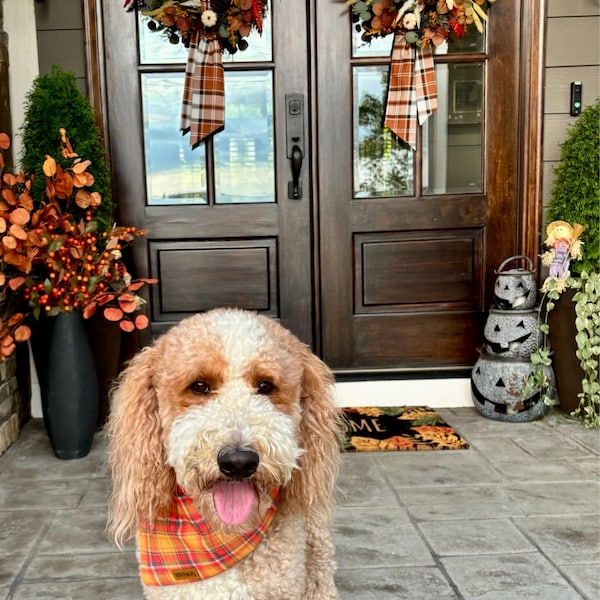 Brown Tartan Fall Wreath Sash for Front Door Decor Fall Brown Plaid ...